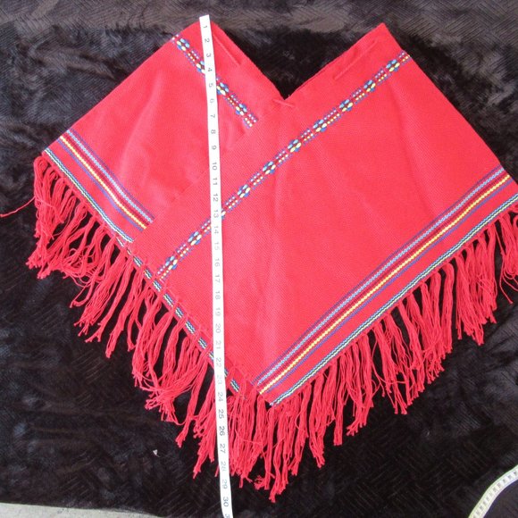 Tops | Handmade Red Poncho S | Poshmark